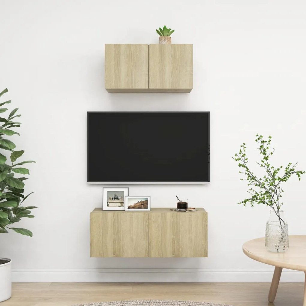 2dílný set TV skříněk dub sonoma kompozitní dřevo 3079015