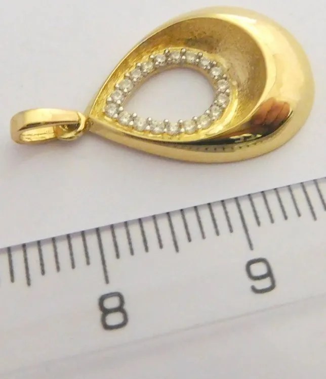Klenoty Budín Zlatý přívěsek - zlatá kapka posetá zirkony 585/1,08gr HK3038