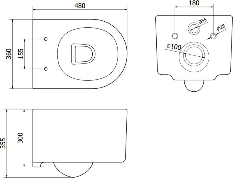 Mexen Sofia, závěsná WC mísa 490x360x355 mm, Rimless Tornádo + toaletní WC sedátko z duroplastu, bílá lesklá, 30540500