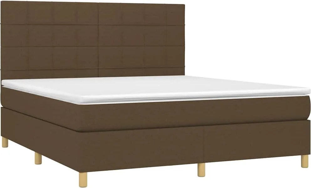 Box spring postel s matrací a LED tmavě hnědá 160x200 cm textil 3135448
