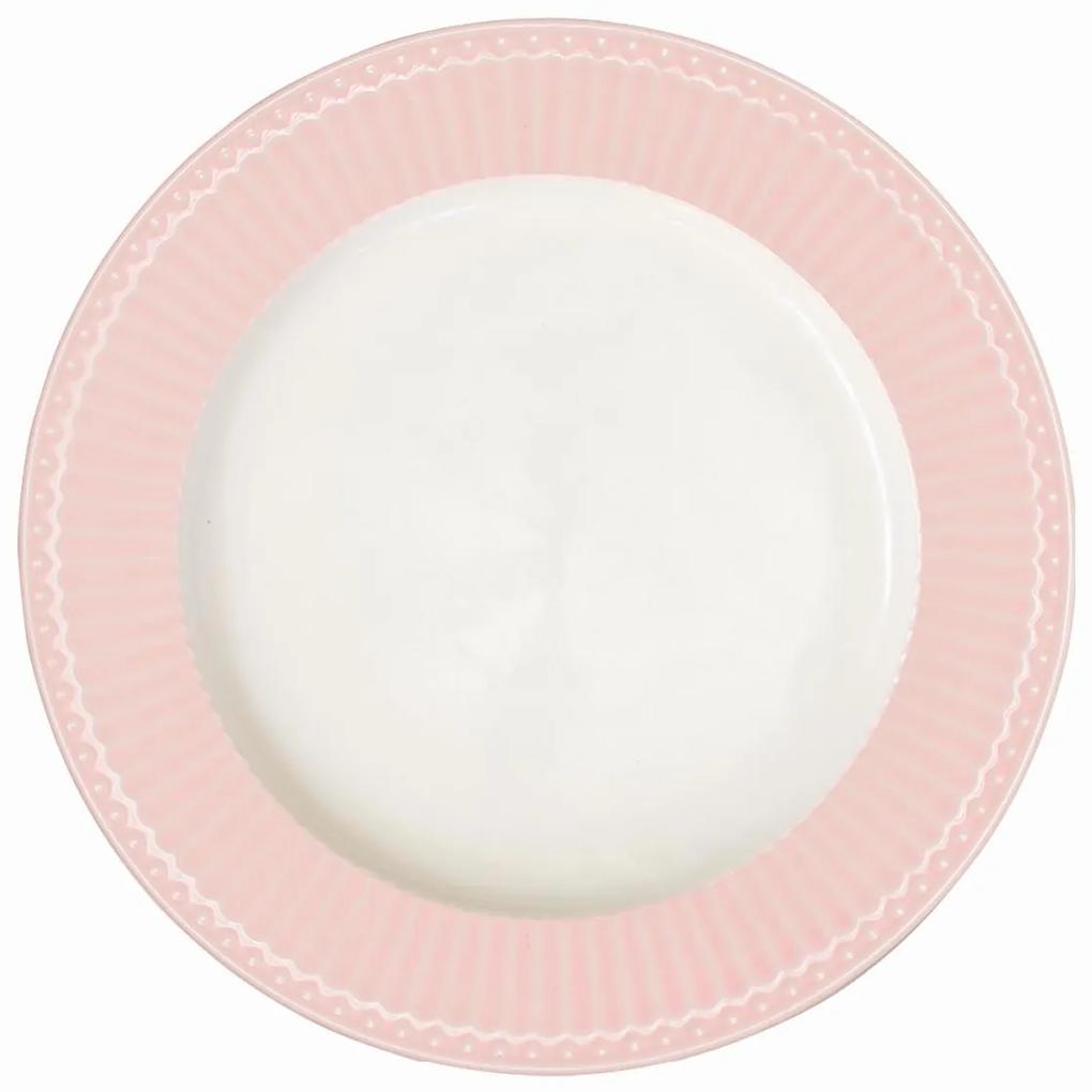 GREEN GATE Obědový talíř Alice pale pink 26 cm, růžová barva, bílá barva, porcelán