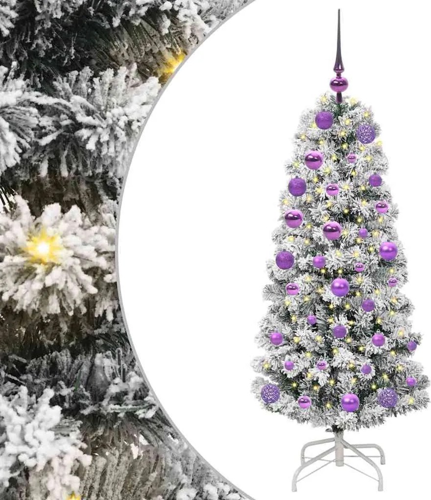 Umělý Skládací Vánoční Strom 150 LED Zelená a bílá 120 cm 3395583