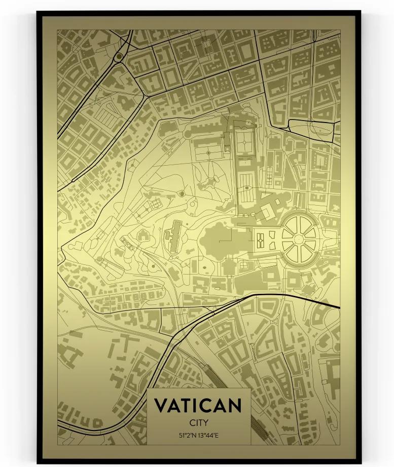 Obraz Mapa Vatican 30 x 40 cm - napnuté plátno na dřevěném rámu