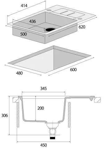 Concept DG05C45DG - Kuchyňský dřez CUBIS 50x62 cm granit/tmavě šedá