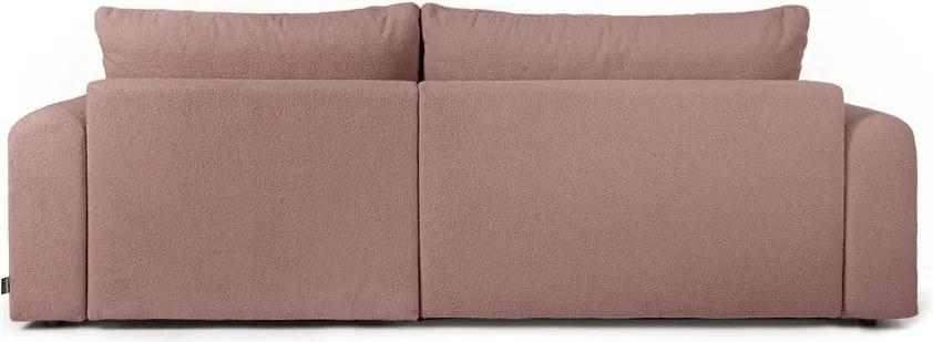 Světle růžová rozkládací/s úložným prostorem rohová pohovka z textilie bouclé (pravý roh/s lenoškou) Quinoa - II. jakost – Bonami Selection