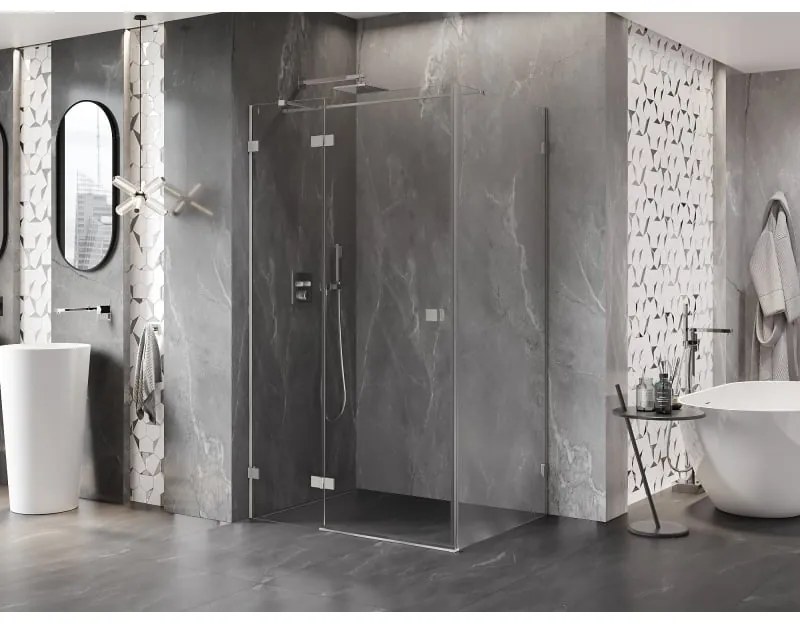 Mexen Lunar T, sklápěcí sprchový kout levý 110 x 70 cm, 8mm čiré sklo, ocelový profil, 834T-110-070-97-00-L