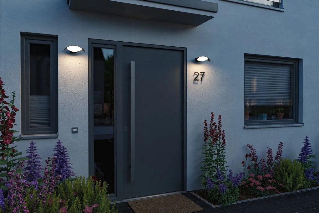 P 94765 LED venkovní nástěnné svítidlo Mesana IP44 240x165mm 3000K 12W 230V antracit hliník - PAULMANN