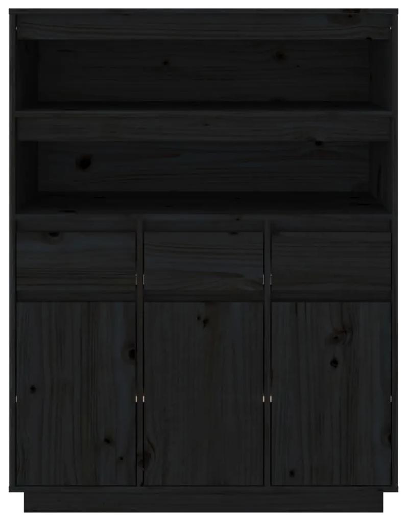 Skříň highboard černá 89x40x116,5 cm masivní borové dřevo,  818219