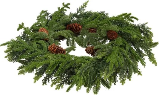 Dekorativní vánoční věnec s borovými šiškami 55 cm