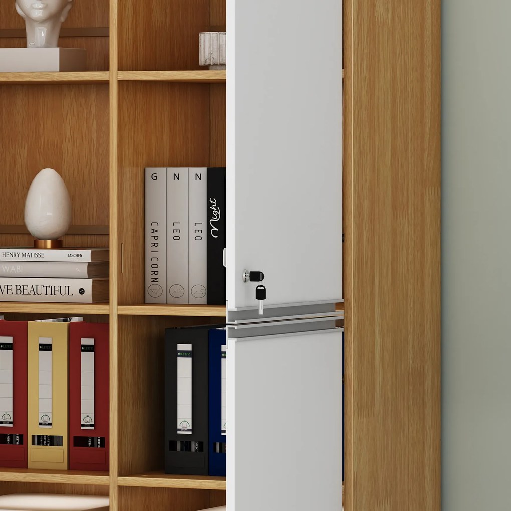 Vysoká kancelářská skříň Houseland Nuvia Loft 90 cm dub/bílá