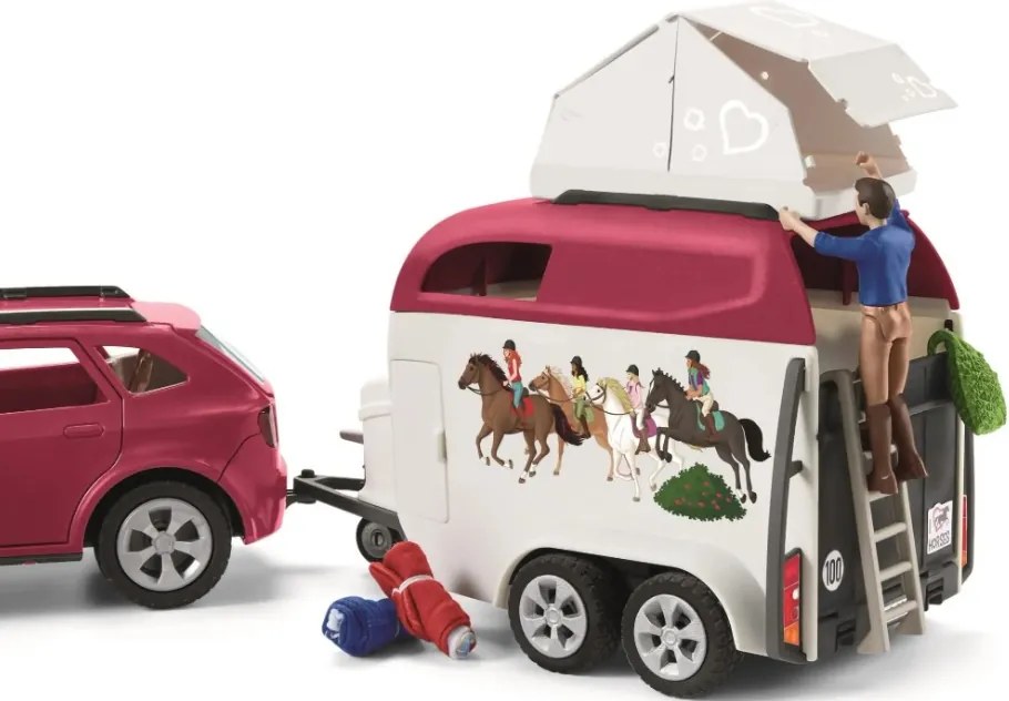 Schleich 42535 Dobrodružné auto s přívěsem a koněm