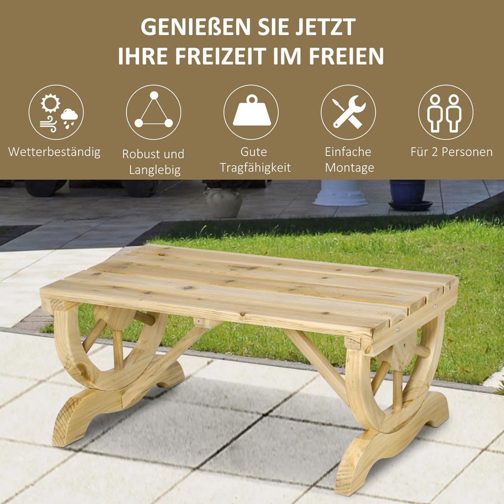 Zahradní lavice Outsunny dřevo odolné proti povětrnostním vlivům 98 x 50 x 39,5 cm rustikální lavice pro zahradní nábytek v přírodní barvě | Aosom.de