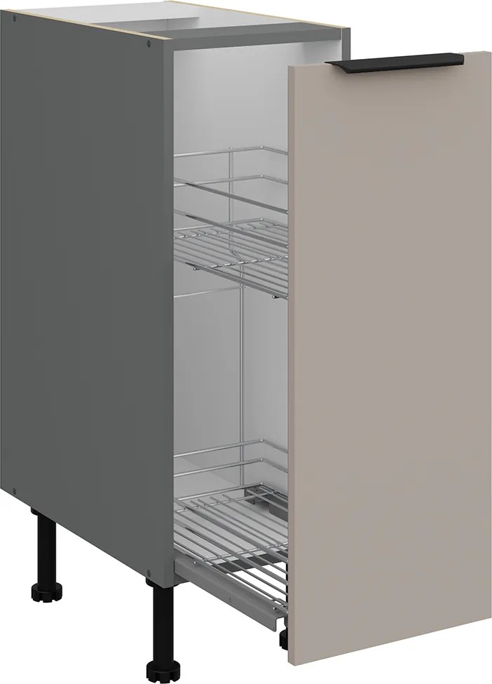 Kuchyňská linka ARIA ta | 300 + 180 cm | UNI dvířka | výška 251 cm | EXTRA VYSOKÁ | ANTIFINGER povrch | antracit/béžová