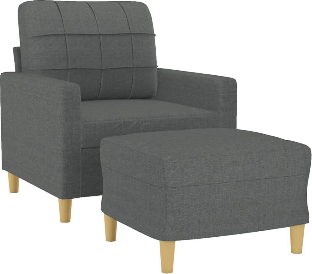 Křeslo s podnožkou tmavě šedé 60 cm textil 3200994