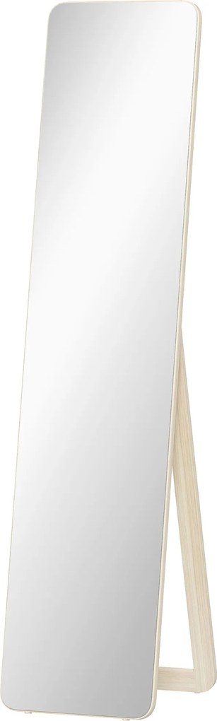 HOMCOM stojací a nástěnné zrcadlo obdélníkové, rozměry 37D x 43Š x 156V cm, přírodní dřevo