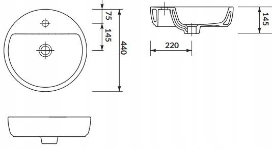 Cersanit Caspia Ring Box, umyvadlo na desku 44 x 44 cm, bílá, K11-0094