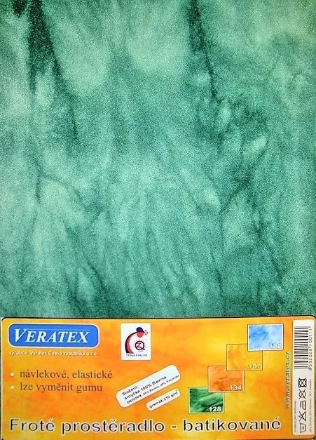 Veratex Froté prostěradlo  batika  90x200/25 cm tm.zelená batika 90 x 200 x 25 cm Froté