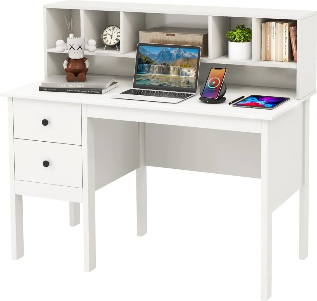 Costway Psací stůl s 2 zásuvkami a 5 přihrádkami – 120 × 60 × 110 cm