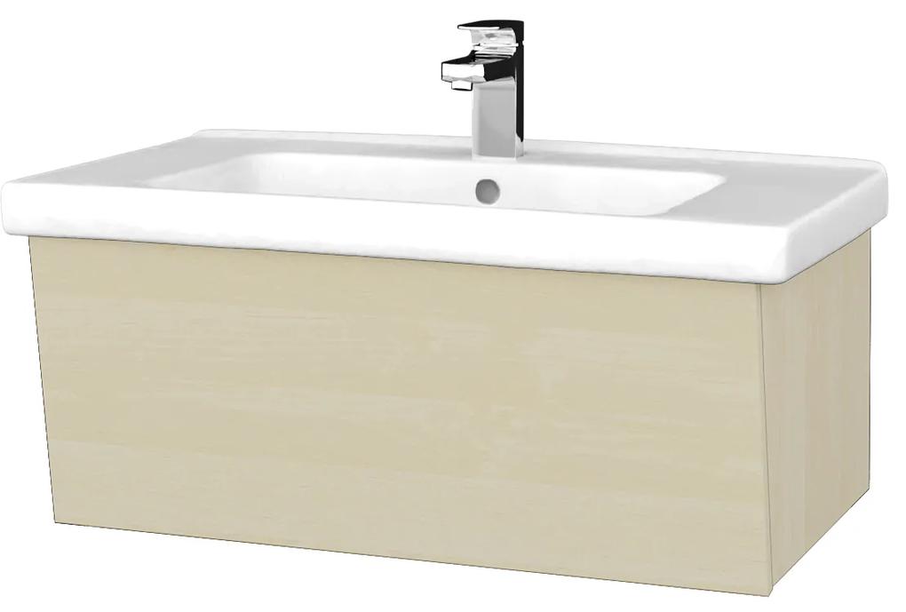 Dřevojas Koupelnová skříň INVENCE SZZ 80 (umyvadlo Harmonia) Varianta: L01 Bílá vysoký lesk / D01 Beton