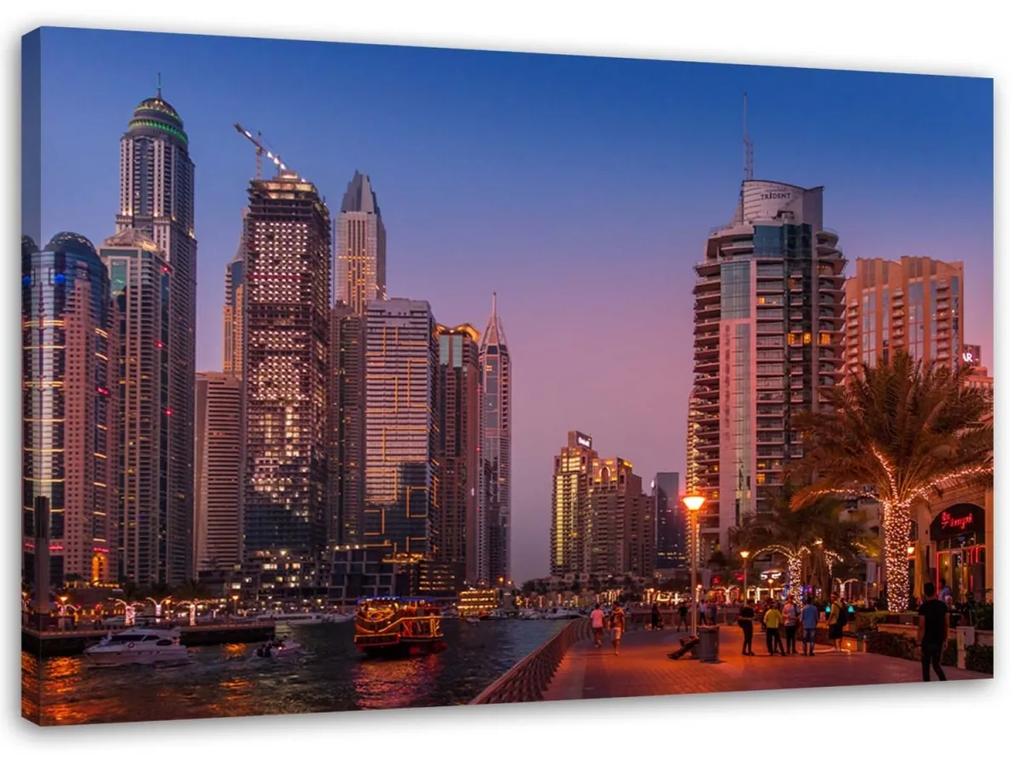 Obraz na plátně Noci v Dubaji City - 100x70 cm