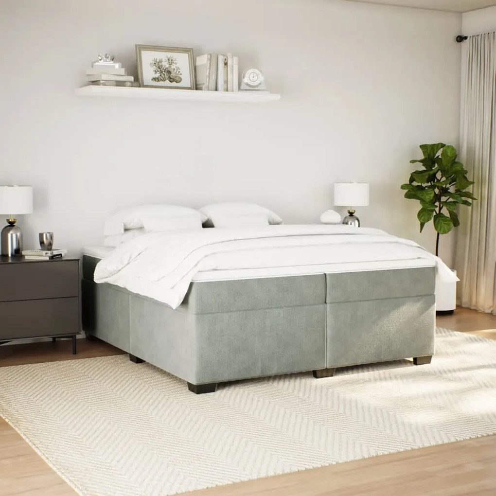 Box spring postel s matrací světle šedá 200x200 cm samet 3285305