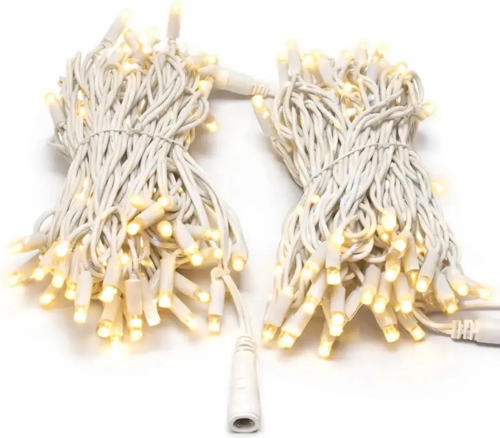 Easy Fix LED světelný řetěz, 20 m, venkovní, teple bílá s FLASH, 120 diod, bílý kabel, IP67