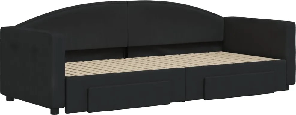 Válenda s přistýlkou a zásuvkami černá 80 x 200 cm textil 3197221