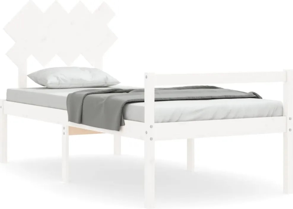 Postel s čelem pro seniory bílý Single masivní dřevo 3195512
