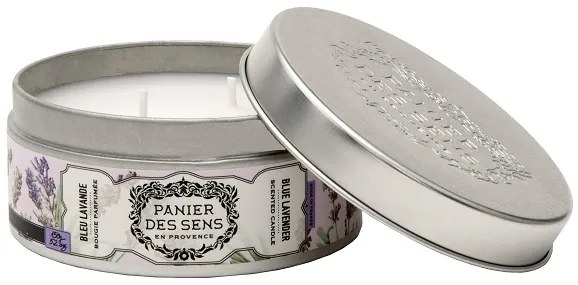 Panier des Sens Vonná svíčka v plechu - Modrá levandule, 150g