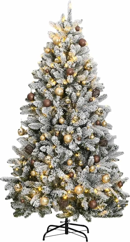 Umělý sklápěcí vánoční stromek s 300 LED a koulemi 270 cm 3210141