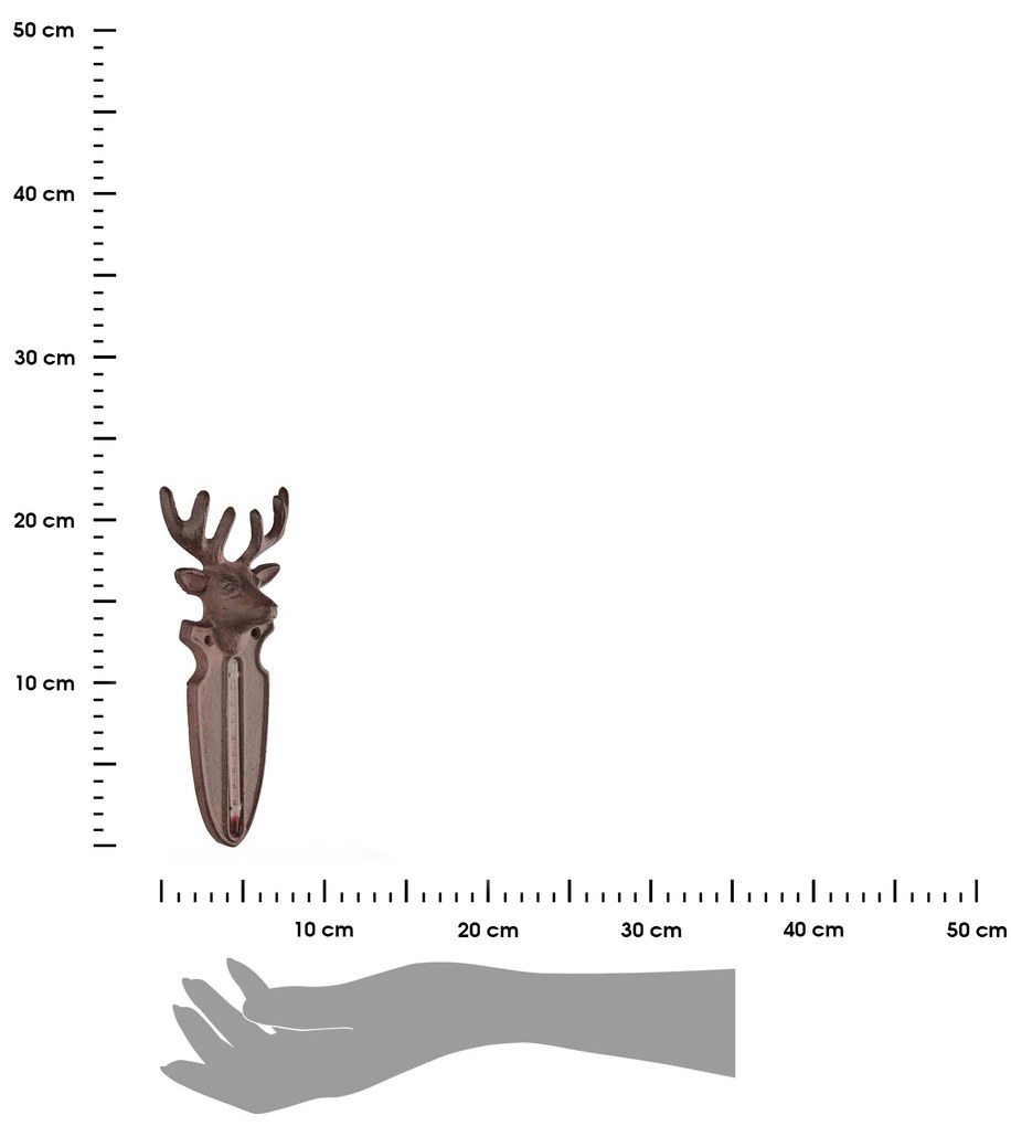 Nástěnný teploměr Deer, 22x9,5 cm, litina, hnědá