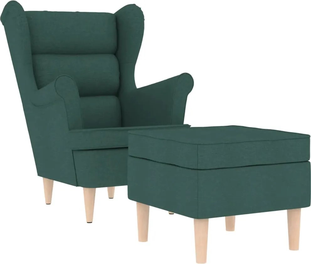 Křeslo s podnožkou tmavě zelené textil 3307994