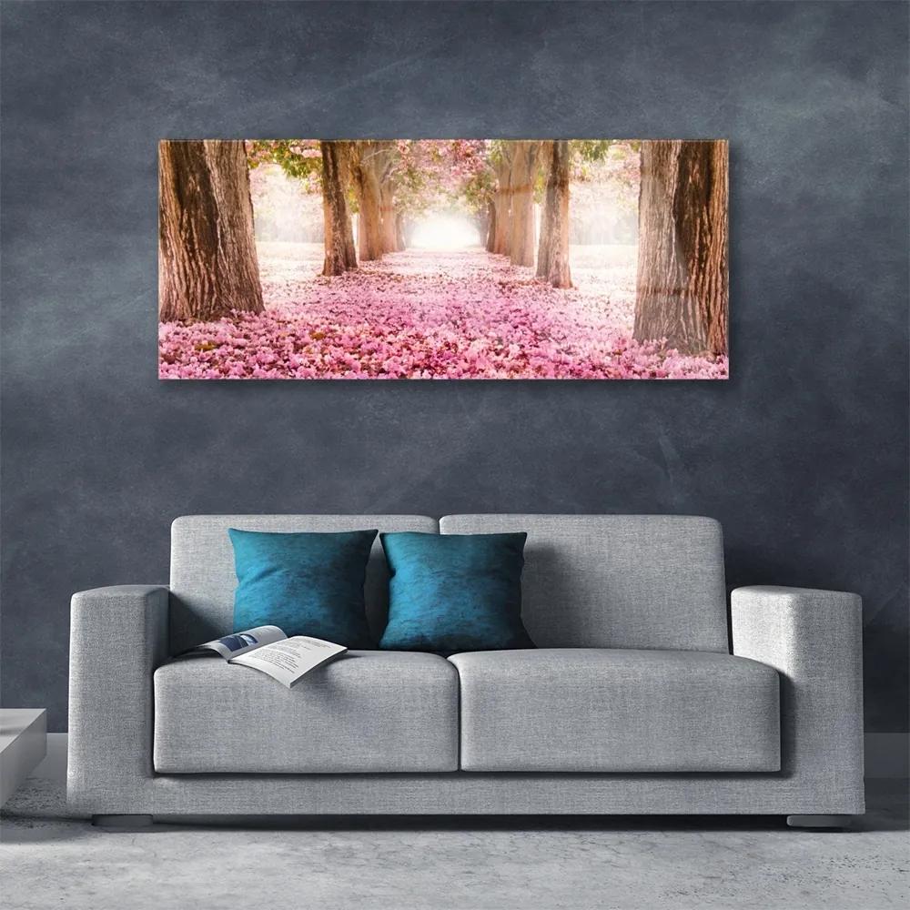 akrylový obraz Strom Růže Květiny Příroda 125x50 cm