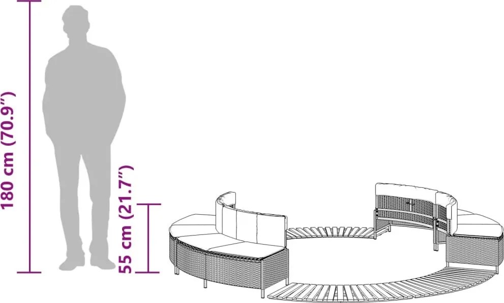 vidaXL Obruba k vířivce polyratan a masivní akáciové dřevo [3270637] Barva: Šedá