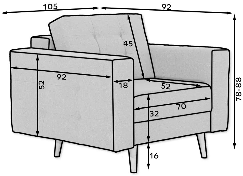 Eltap Křeslo Asgard 1F Materiál a barva potahu: Mat Velvet 68 - červená