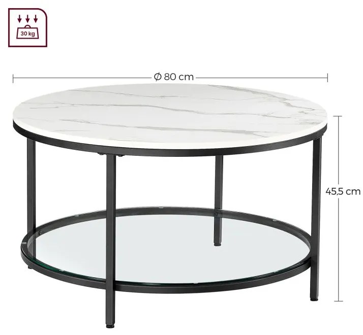 Kulatý konferenční stolek mramorový dekor 80 cm