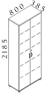 NABYTEK-DESIGNOVY.CZ - S686 03 - Kancelářská skříň Komfort, 80x38,5x218,5 cm, dveře 5/5 , calvados