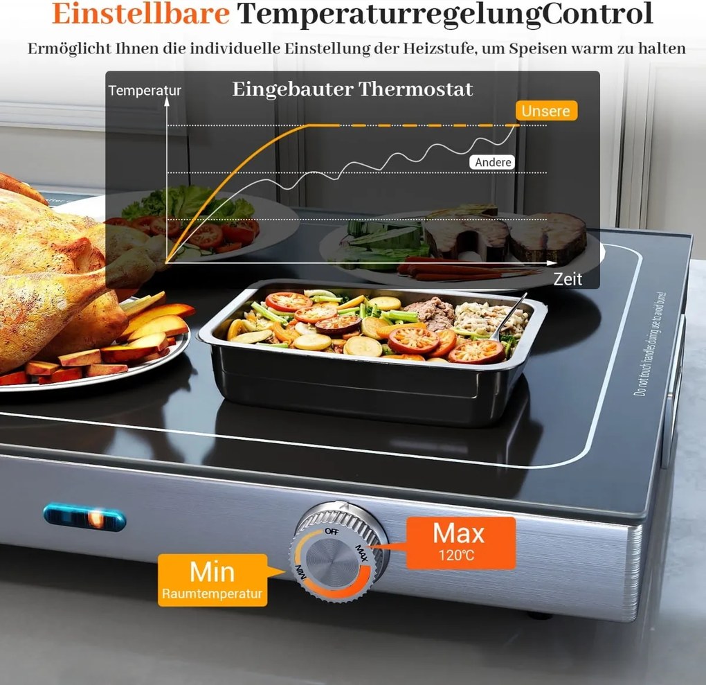 Costway Elektrický ohřívací tác s nastavitelnou teplotou ohřívače potravin