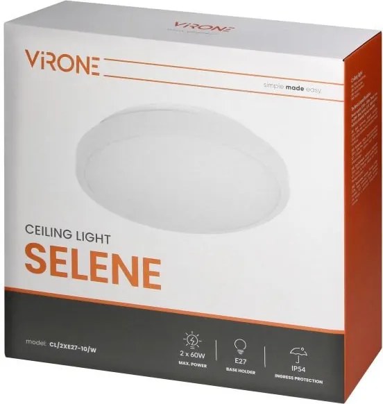 Stropní svítidlo ORNO SELENE CL/2XE27-10/W, 2xE27, max. 2x60W IP54, průměr 30,5cm, bílá