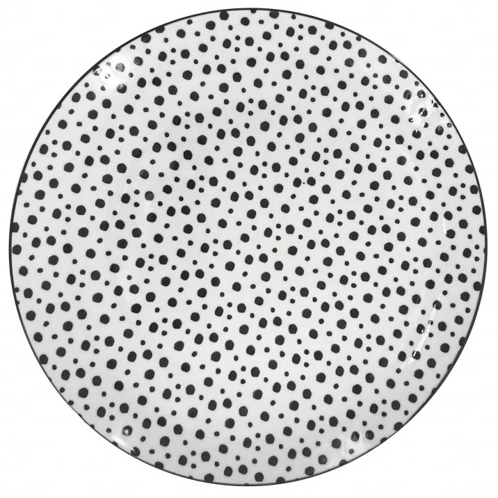 by inspire BLACKLINE Mělký talíř 26,5 cm bílý/černé puntíky