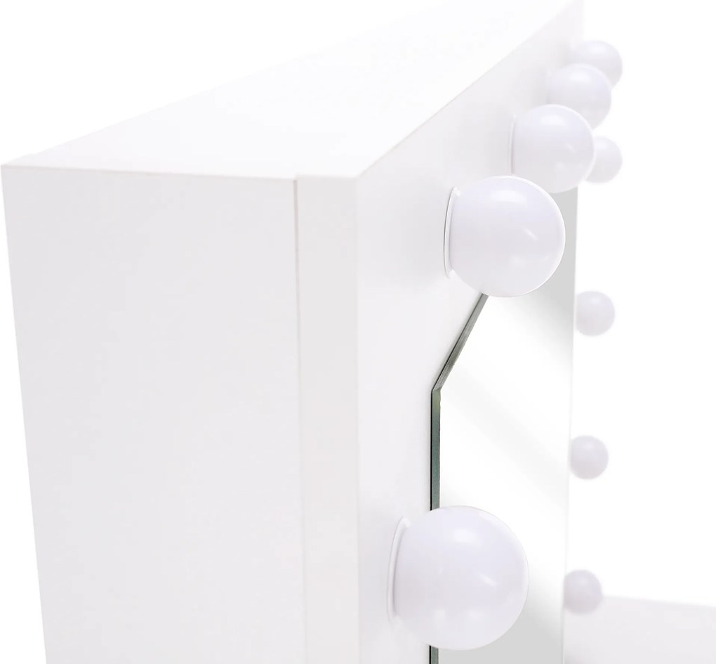 Toaletní stolek s LED osvětlením, bílá, LEDIO