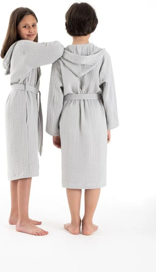 Šedý mušelínový dětský župan velikost 5-6 let Muslin – Foutastic