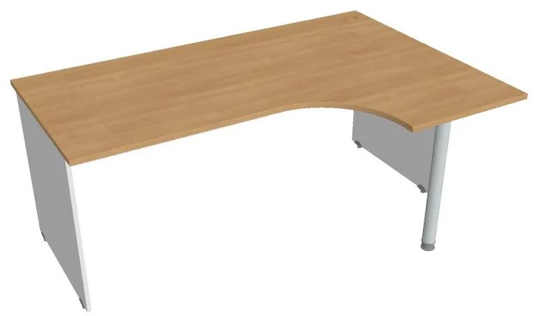 Stůl ergo 180 x 120 cm, levý Hobis Gate GE 1800 60 L Dekor lamino podnože: dub, Dekor korpusu: bílá, Barva nohy: šedivá