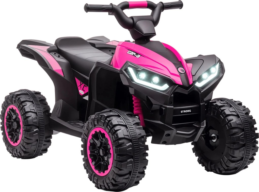 HOMCOM Dětský elektrický čtyřkolka 12V s funkcí vpřed, vzad, hudbou, USB připojením, klaksónem, LED světlomety 3-6 km/h pro děti 3-5 let Růžová | Aoso