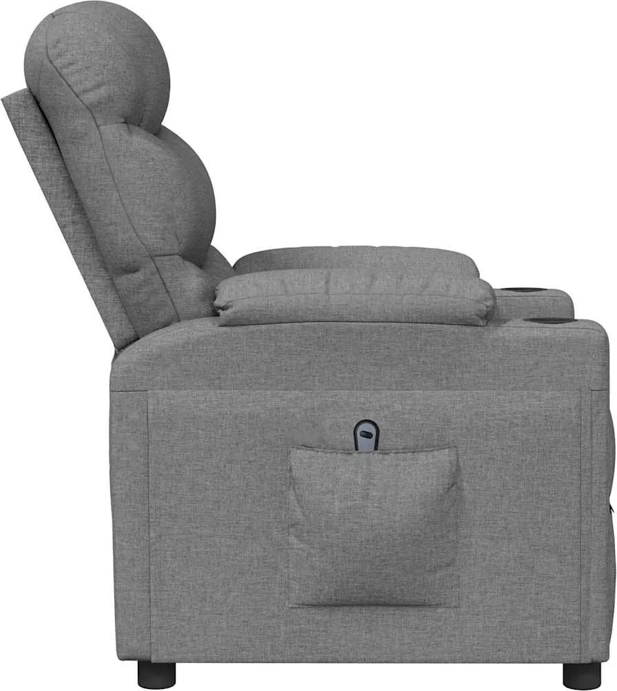 Elektrické polohovací křeslo světle šedé textil 3143491