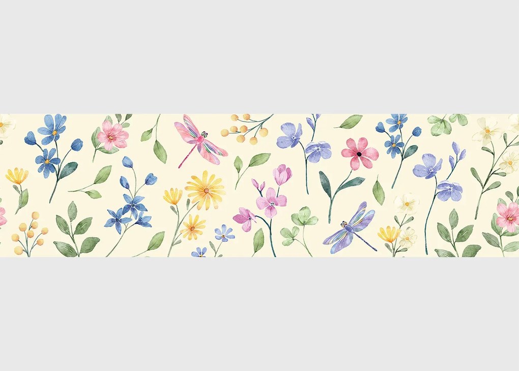 Samolepící bordura na zeď Zahradní Vážky | 5 m x 13.8 cm | DWB8487
