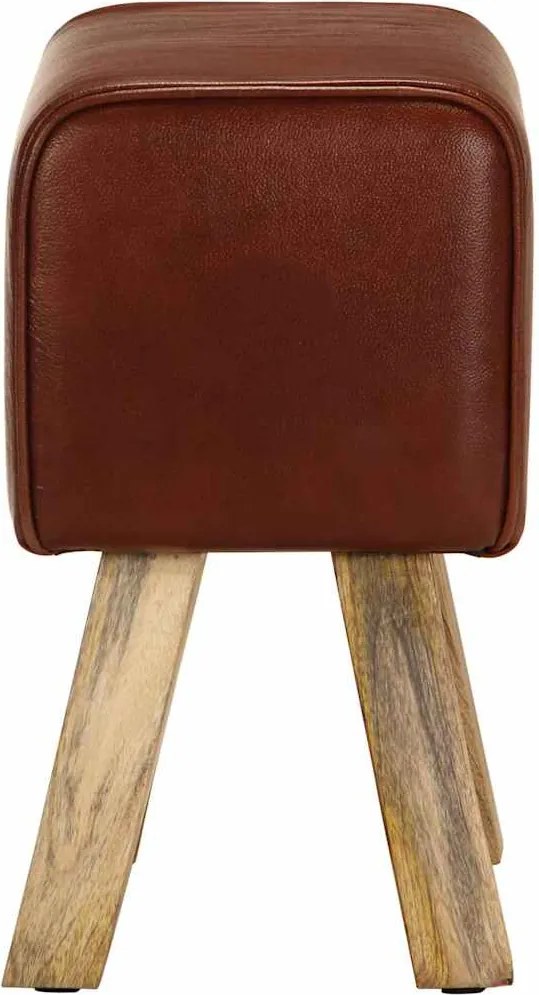 Lavice gymnastický kůň 38 cm hnědá pravá kůže a mangovník 320786