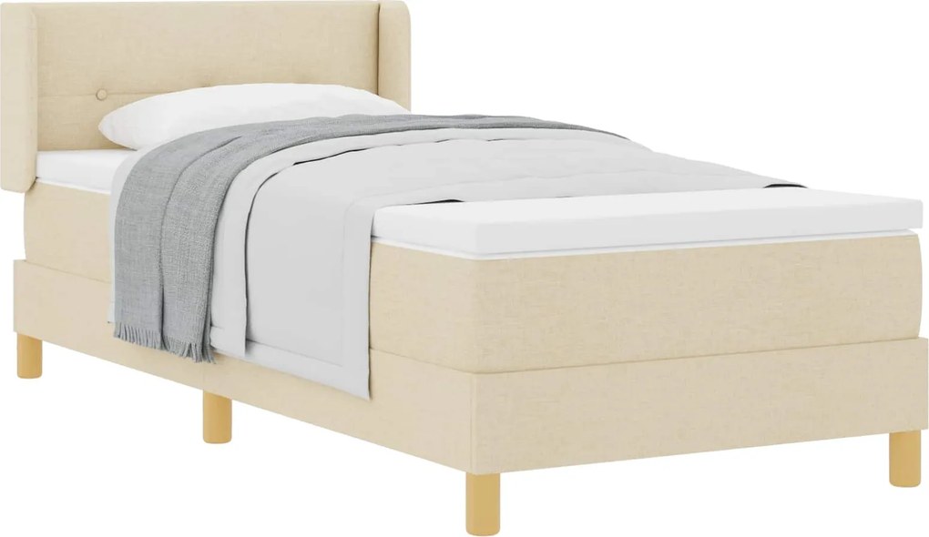 Postel s boxspringem s čelo Krémová 200 x 100 cm textil 3341284