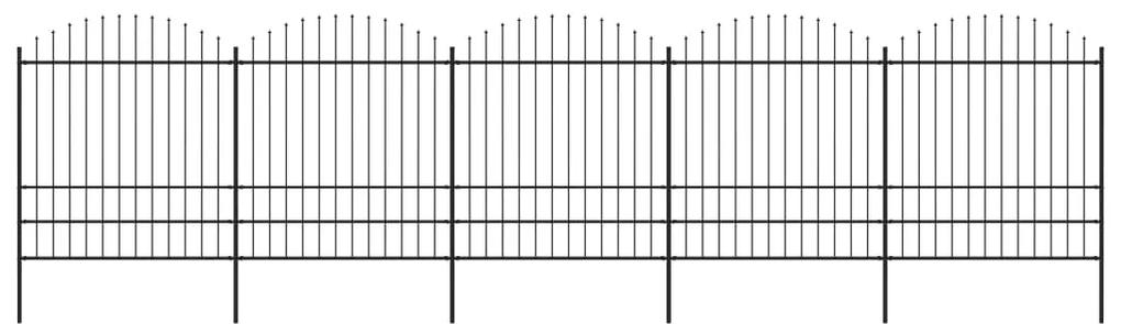 277752 vidaXL Zahradní plot s hroty ocel (1,75–2) x 8,5 m černý