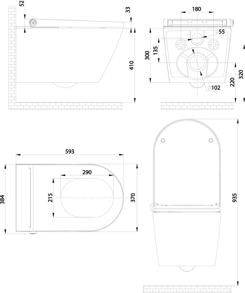 Sapho, VEEN CLEAN závěsné WC s integrovaným elektronickým bidetem